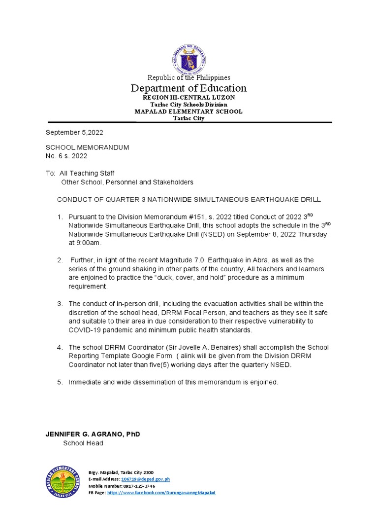 Q3 Nsed Memorandum | PDF