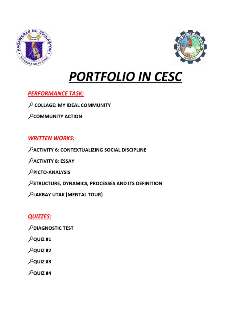 Portfolio in Cesc: Performance Task | PDF | Career & Growth | Art