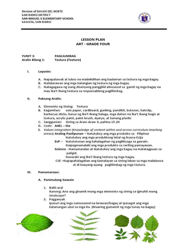 Cot - DLP - Art 4 by Master Teacher Jenette M. Escueta | PDF