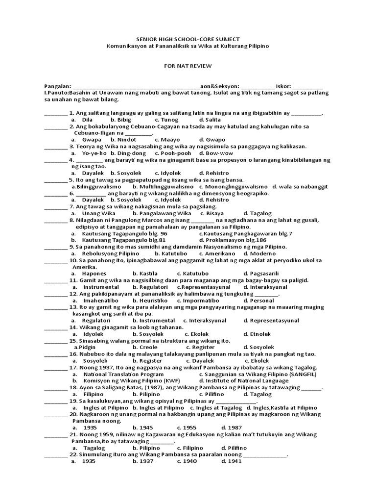 Komunikasyon NAT REVIEW | PDF