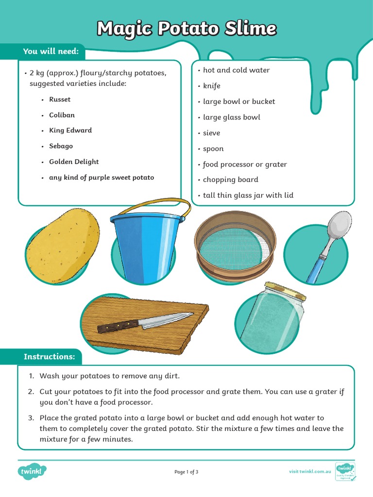 Making Magic Potato Slime | PDF | Liquids | Safety