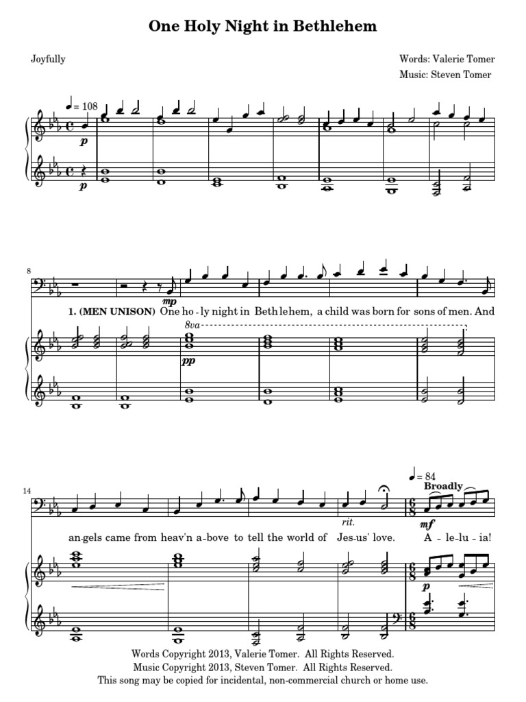 One_Holy_Night_in_Bethlehem_-_Choir | PDF