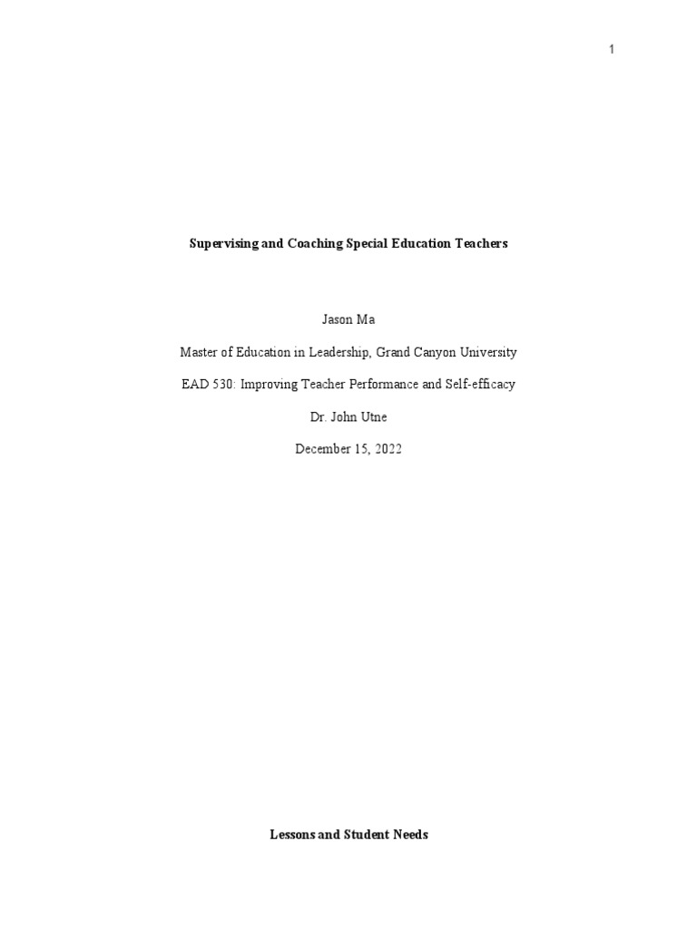 t4 Supervising and Coaching Special Education Teachers - Ma 1 | PDF