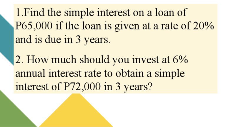 Gen Math Simple Interest Activity | PDF