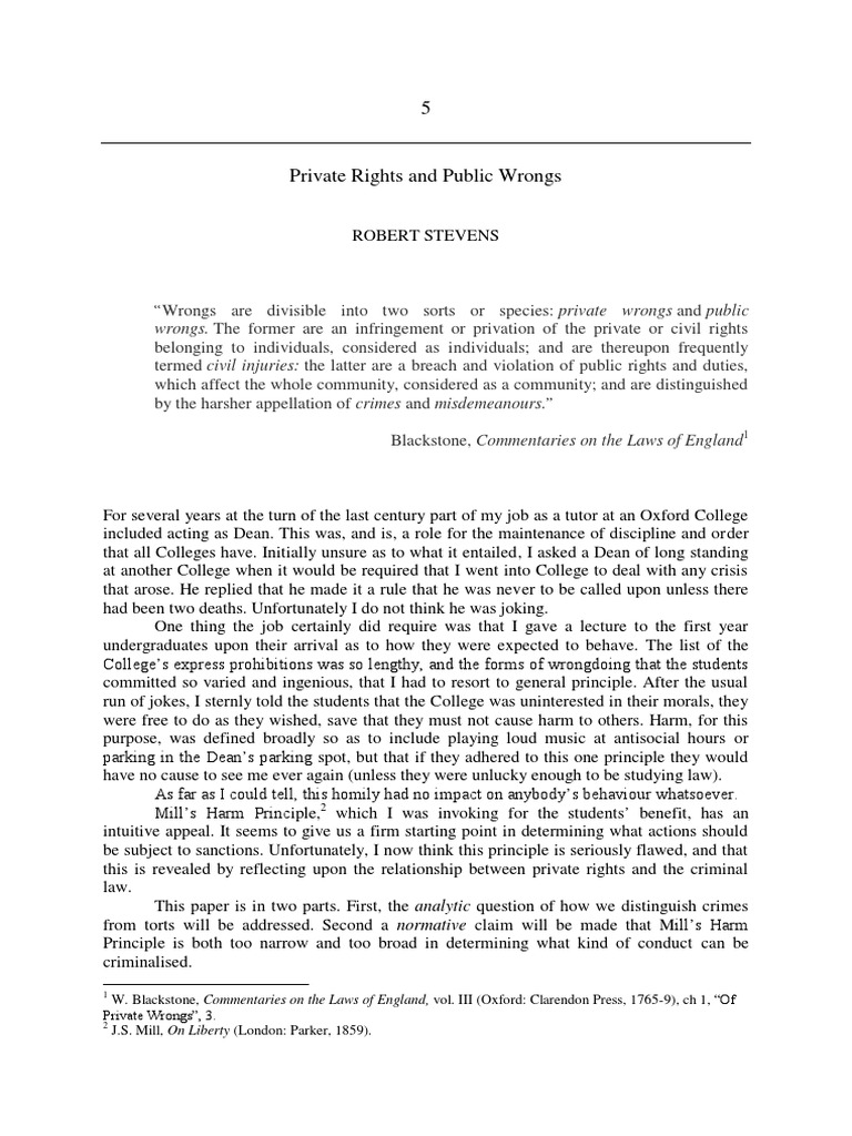 ROBERT STEVENS. Private Rights and Public Wrongs | PDF