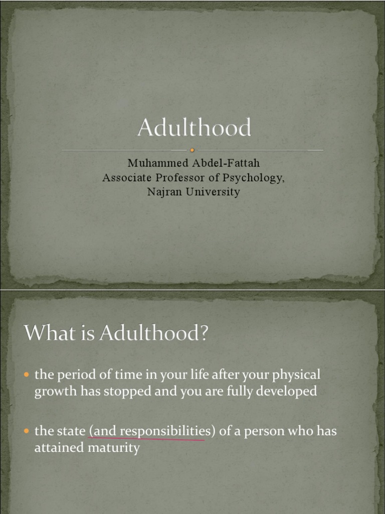 Adulthood 10 | PDF | Behavioural Sciences | Social Institutions