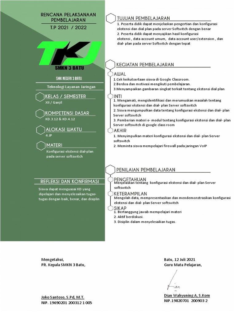 21 - 22 RPP Xii TKJ TLJ 2 | PDF
