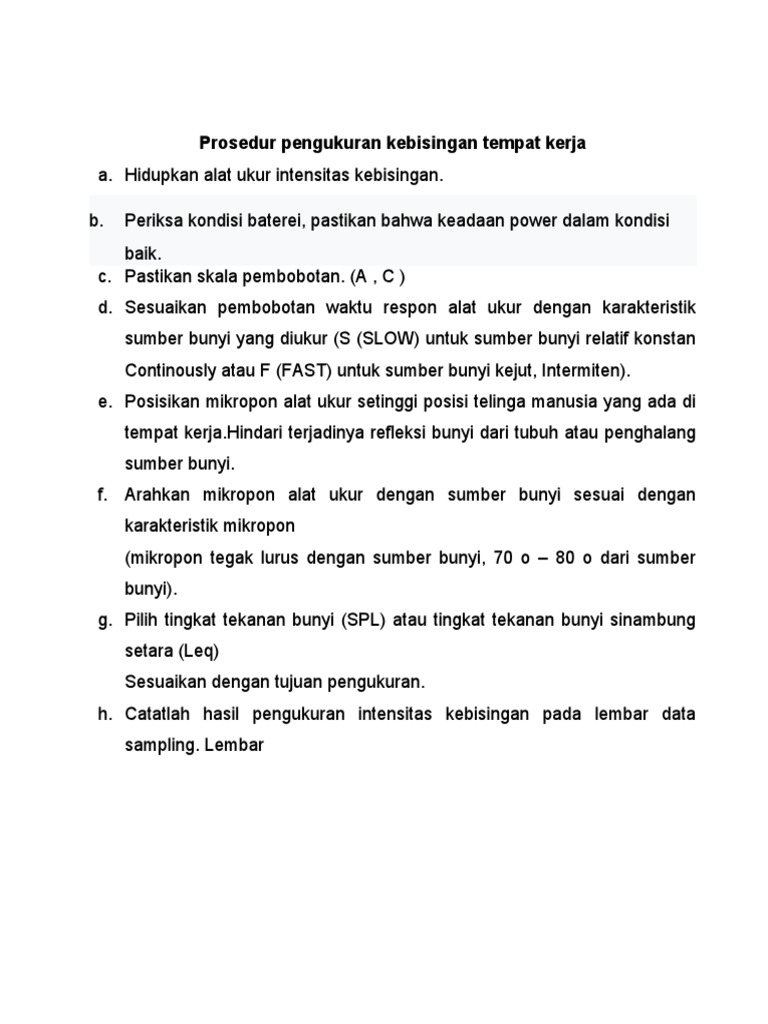 Prosedur Pengukuran KEBISINGAN | PDF | Sains & Matematika
