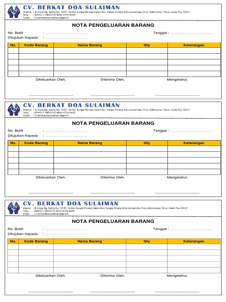 Nota Pengeluaran Barang | PDF