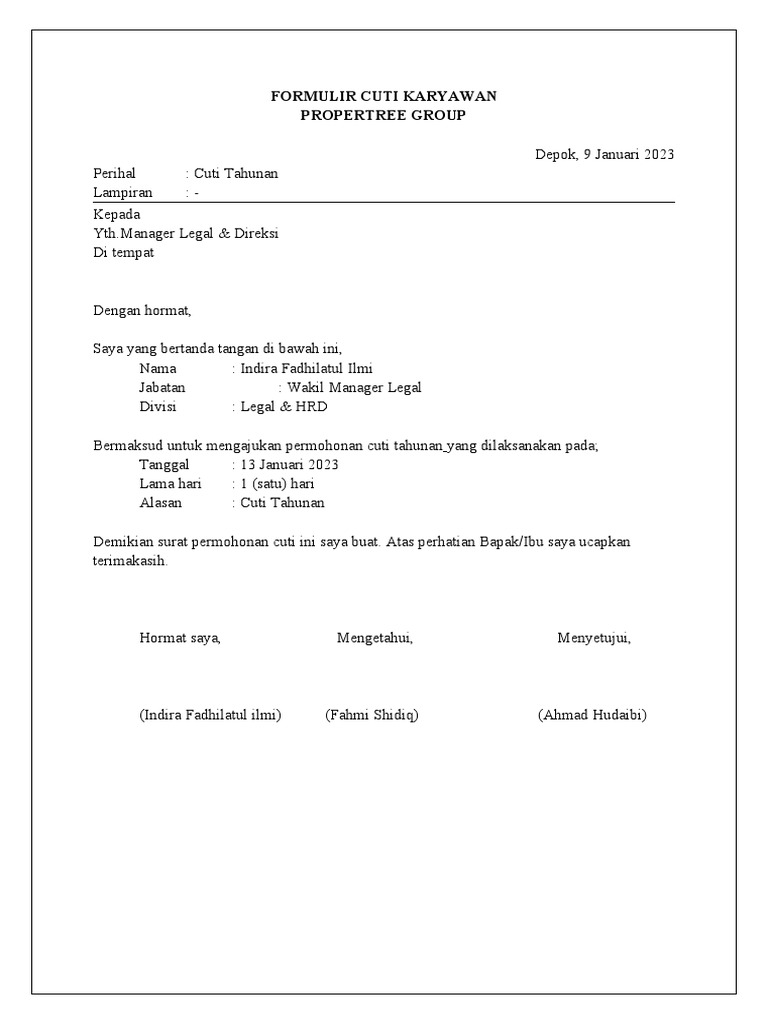 Formulir Cuti Karyawan | PDF