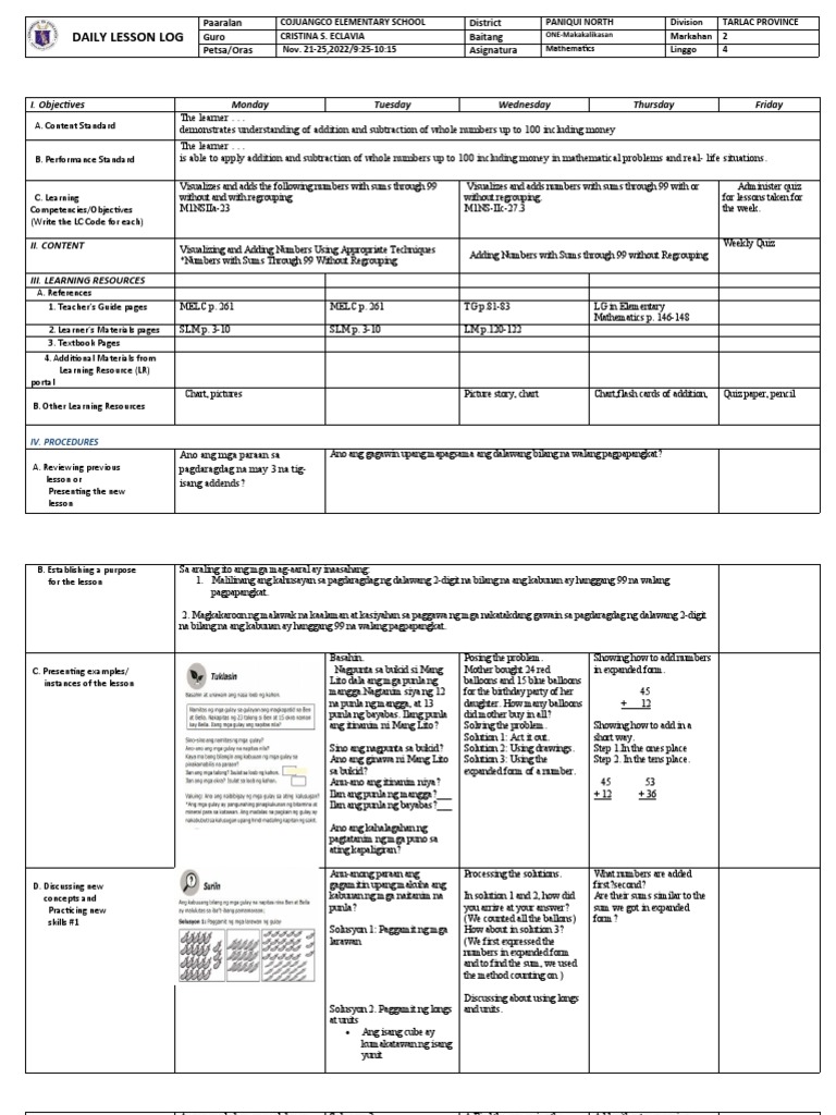 DLL 2nd wk4 2022 2023 MATH AP Only | PDF