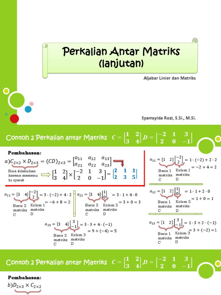 Operasi Matriks (Lanjutan) - Transpose-Matriks-Spesial | PDF