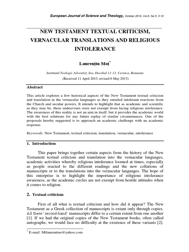 LMOT - New Testament Textual Criticism, Trans. and Religious ...