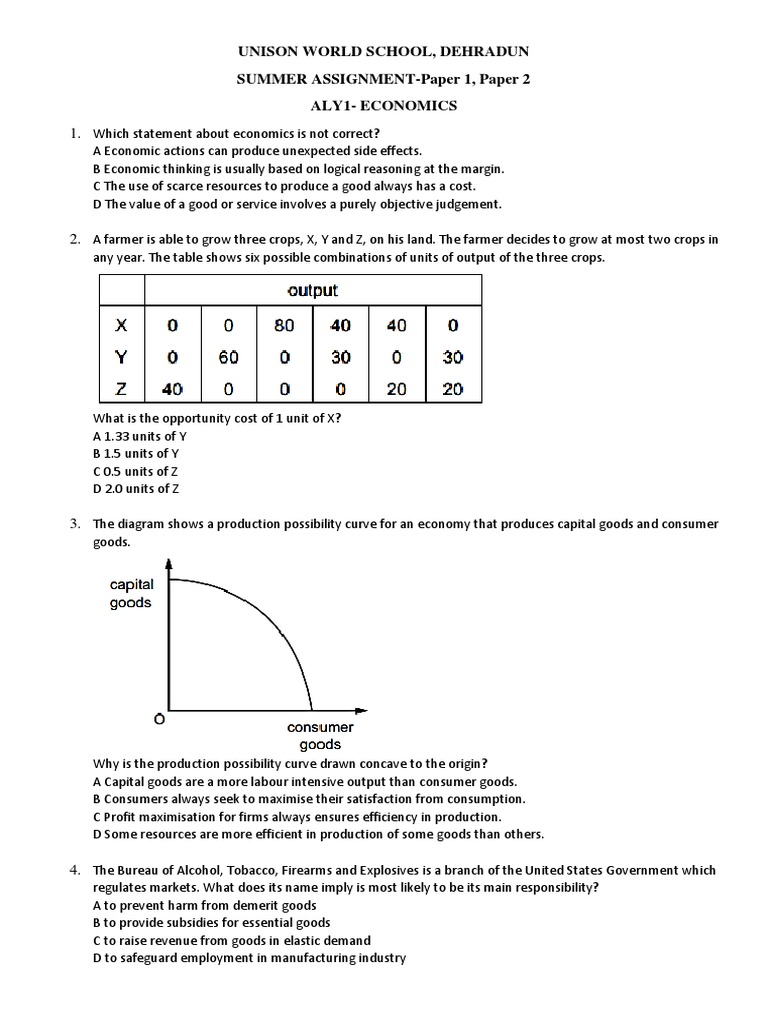 Assignment Economics 9708 | PDF
