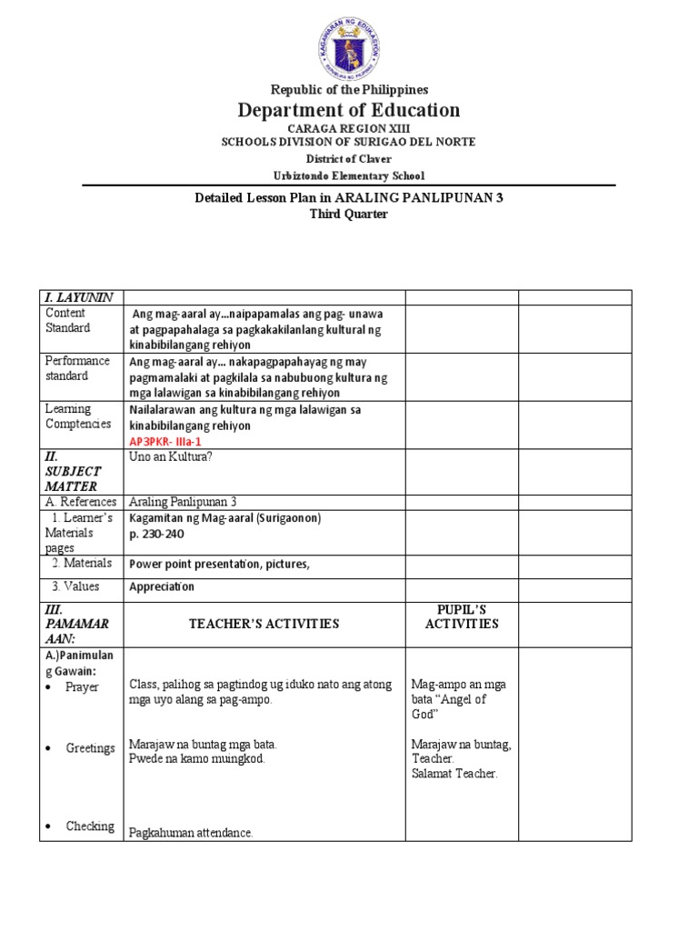 COT Araling Panlipunan | PDF