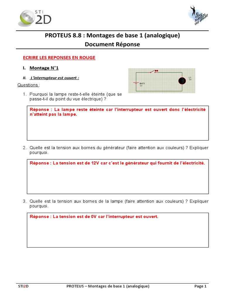Montages de base avec Proteus 8.8 | PDF | Tension électrique ...