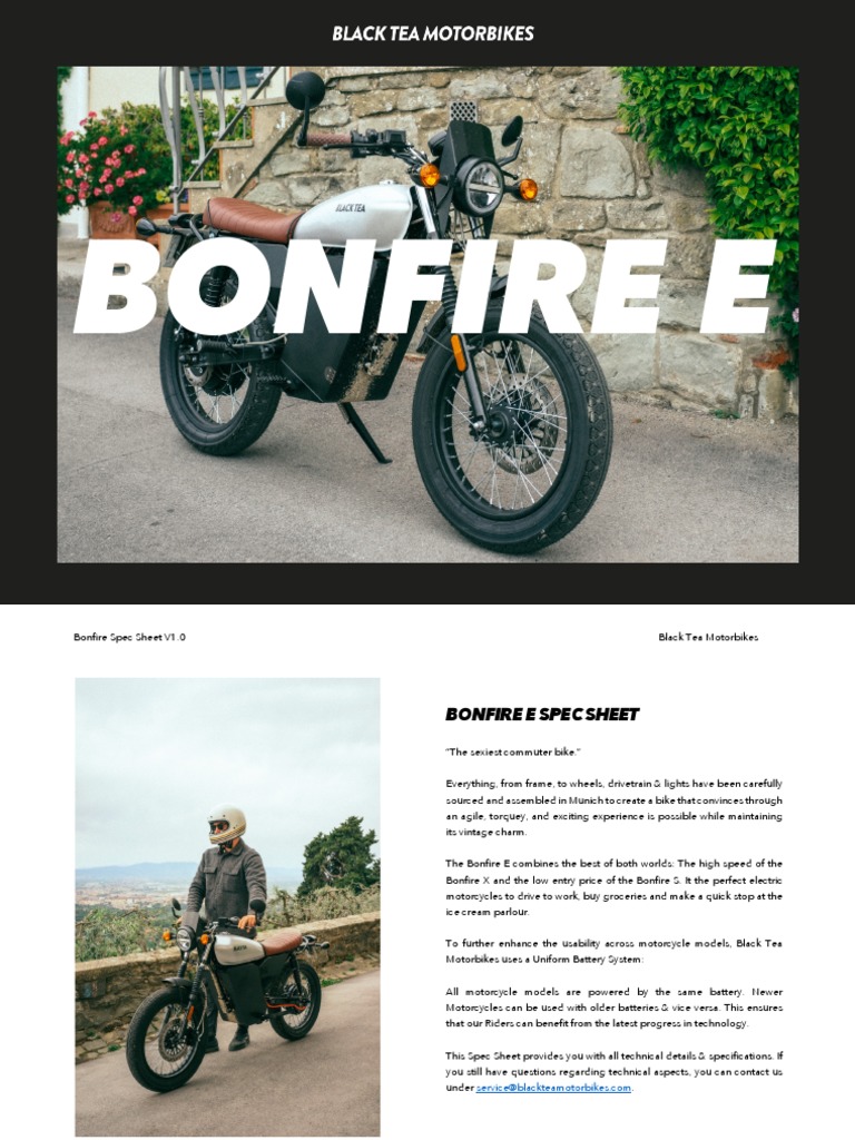 Bonfire E Spec Sheet highlights agile electric motorcycle | PDF ...