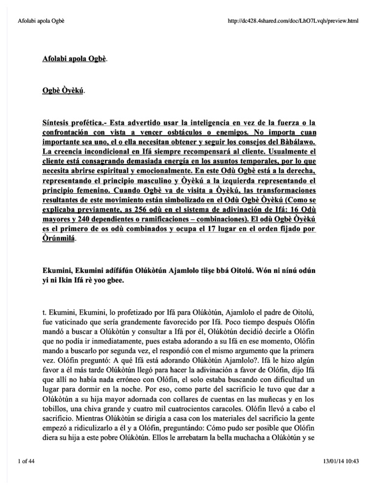 Afolabi Apola Ogbe | PDF | Religión étnica | Santeria
