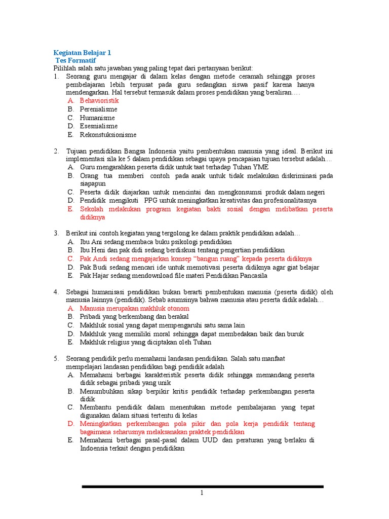 Soal Soal Dan Jawaban Modul 1 | PDF