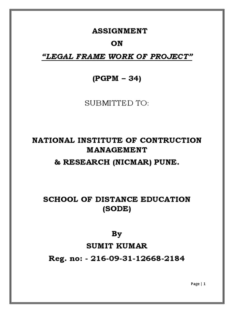 Final-Assignment-Legal Frame Work of Project-34 | Download Free PDF ...