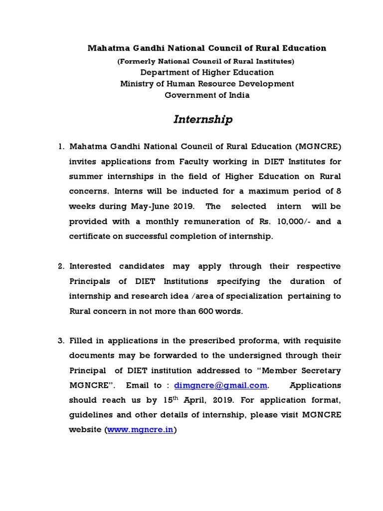 DIET - Internships 2019 | PDF