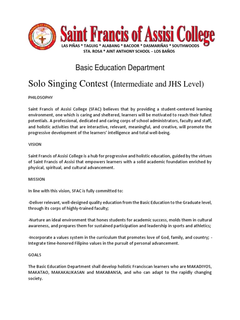 Solo Singing Contest | PDF | Learning | Behavior Modification