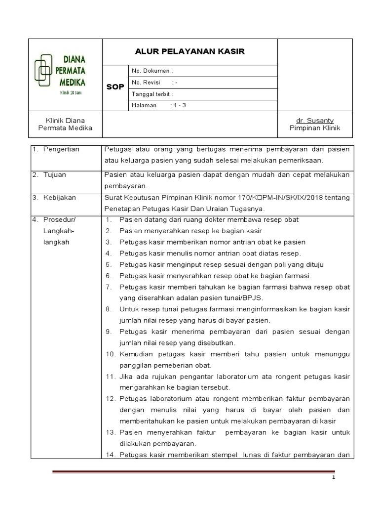 Sop Alur Pelayanan Kasir | PDF