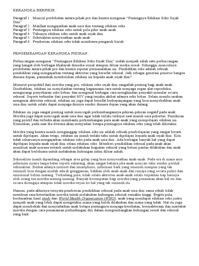 Teks Diskusi (Pentingnya Edukasi Seks Sejak Dini) | PDF