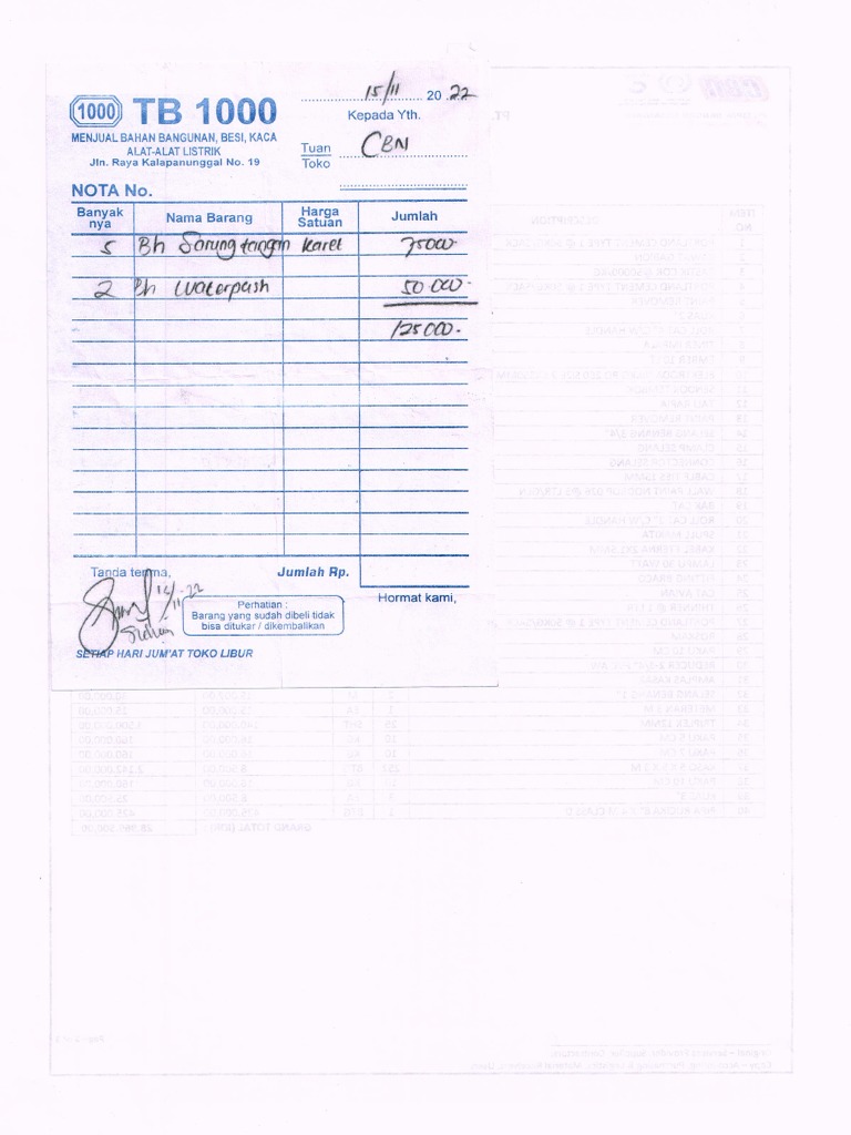 Nota Toko 1000 | PDF