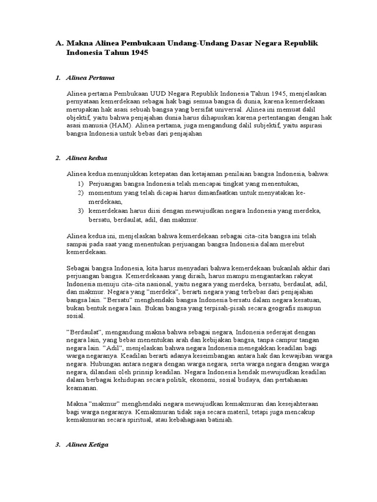 Makna Alinea Pembukaan UUD 1945 | PDF