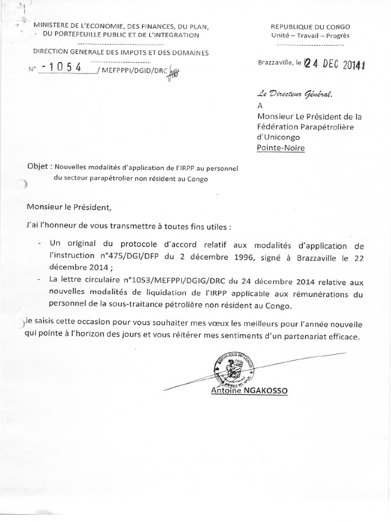 Protocole D'accord IRPP TU Personnel Etranger | PDF