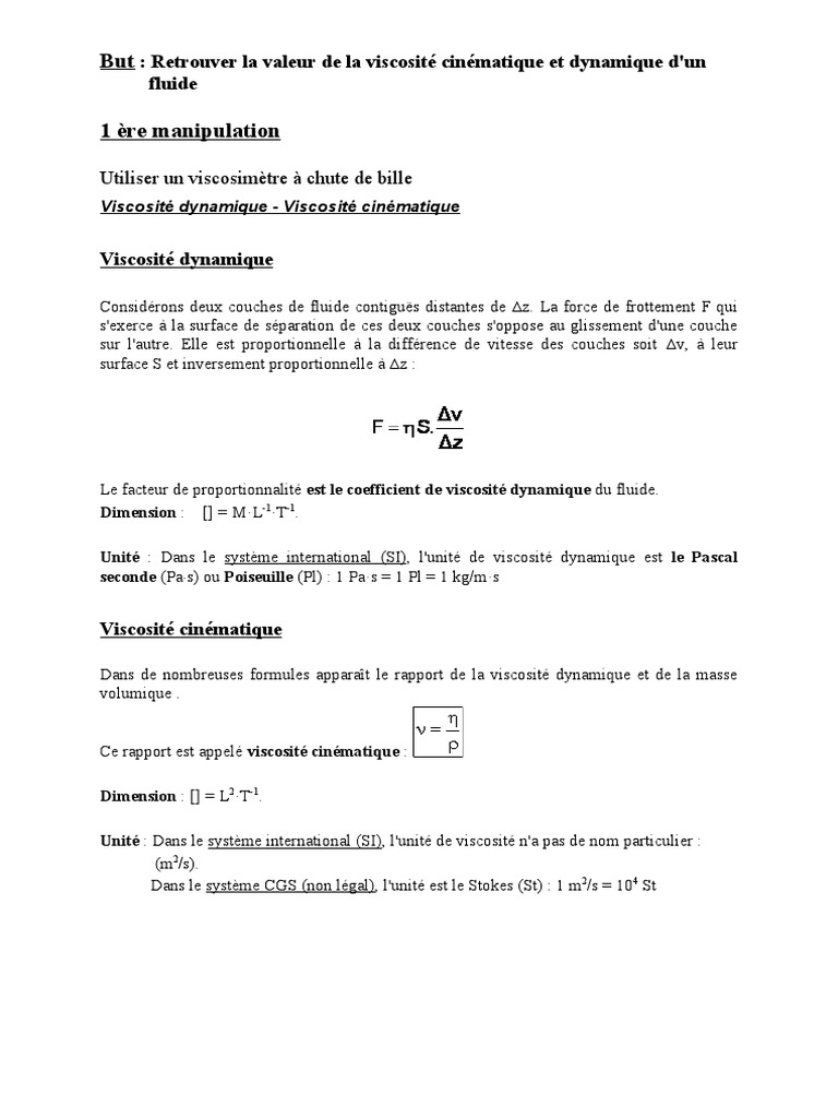 TP Du Viscosité Et Detection Ds Fuites | PDF | Viscosité | Masse