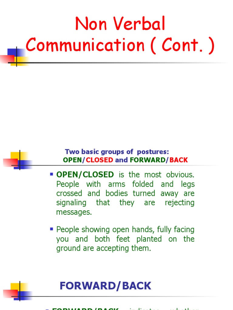 Non Verbal Communication Part II | PDF | Nonverbal Communication | Body ...