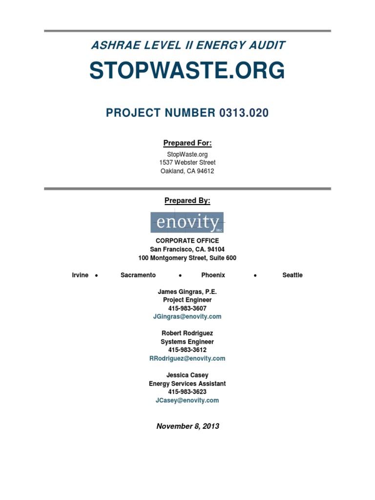 EAc2.1 StopWaste - ASHRAE Level LL Audit - V2 | PDF | Building ...