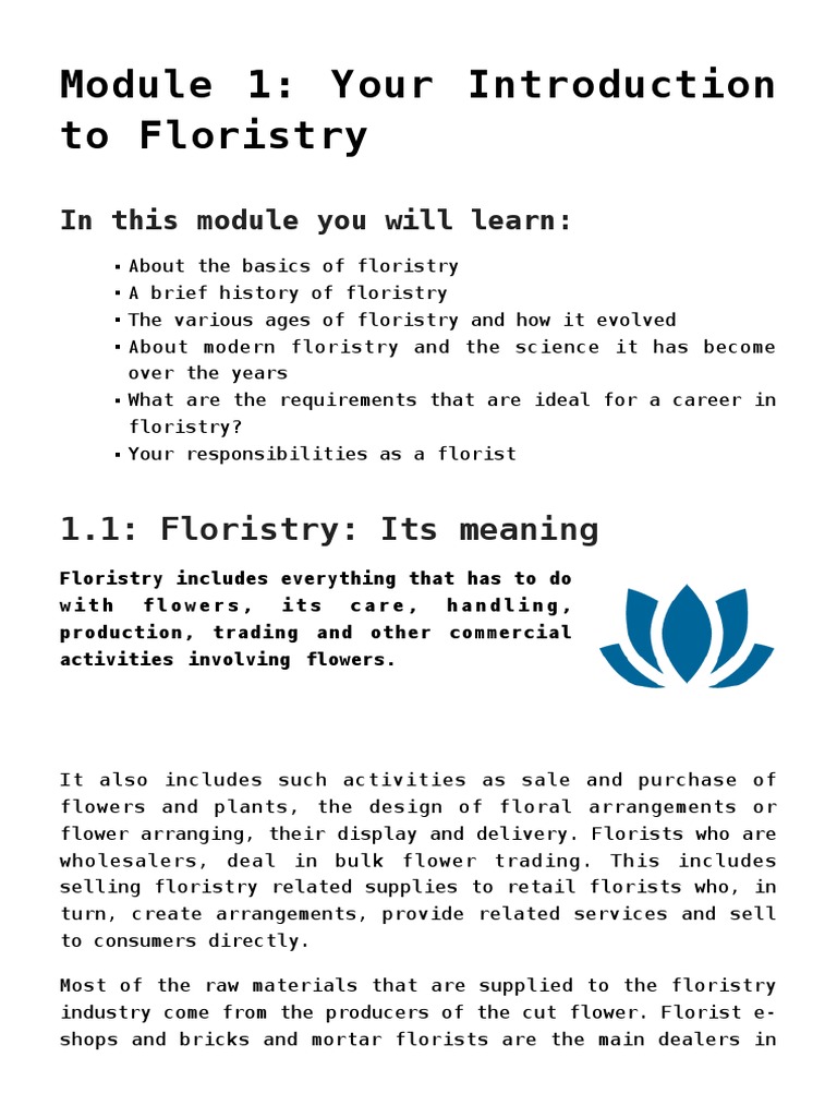 Introduction To Floristry | PDF | Floristry | Plants
