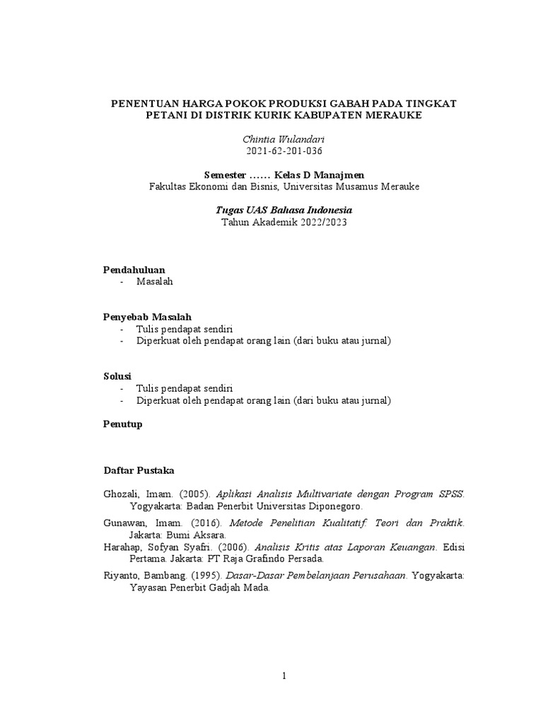 Template Penulisan Makalah - UAS Bahasa Indonesia | PDF Template Penulisan Makalah - UAS Bahasa Indonesia | PDF