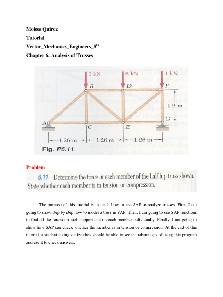 Tutorial - How To Use SAP To Analyze Trusses | PDF | Truss | Stress ...