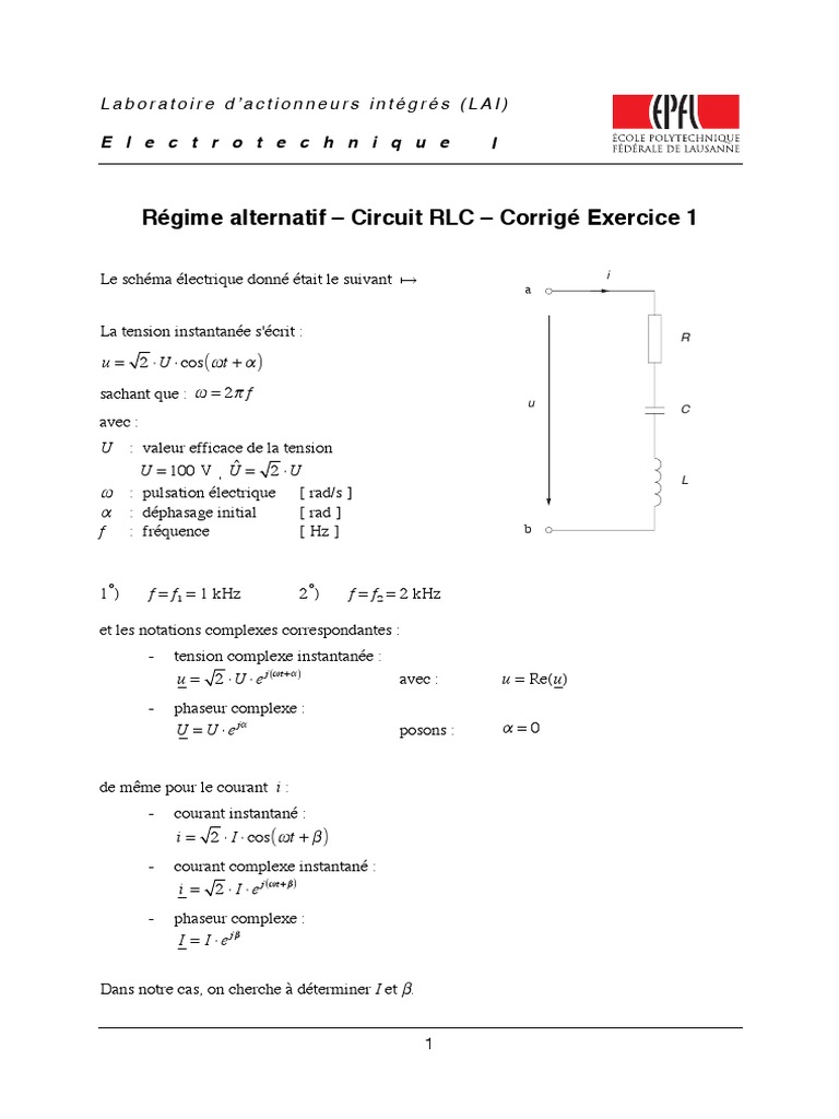 Circuit RLC : Impédance et Courant | PDF | Impédance (électricité ...