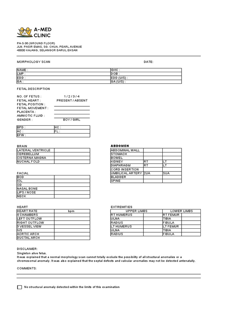 OB SCAN TEMPLATE | PDF | Fetus | Heart