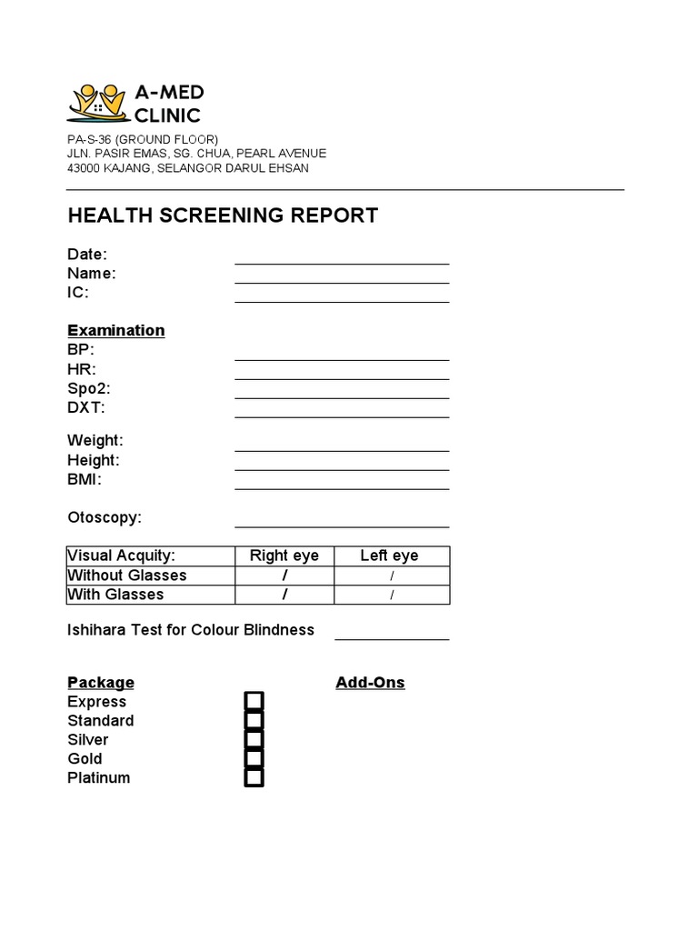 HEALTH SCREENING TEMPLATE | PDF