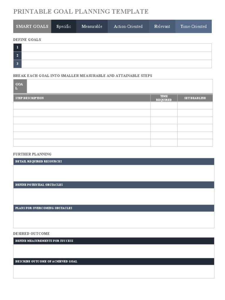 Printable Goal Planning Template | PDF | Finance & Money Management ...