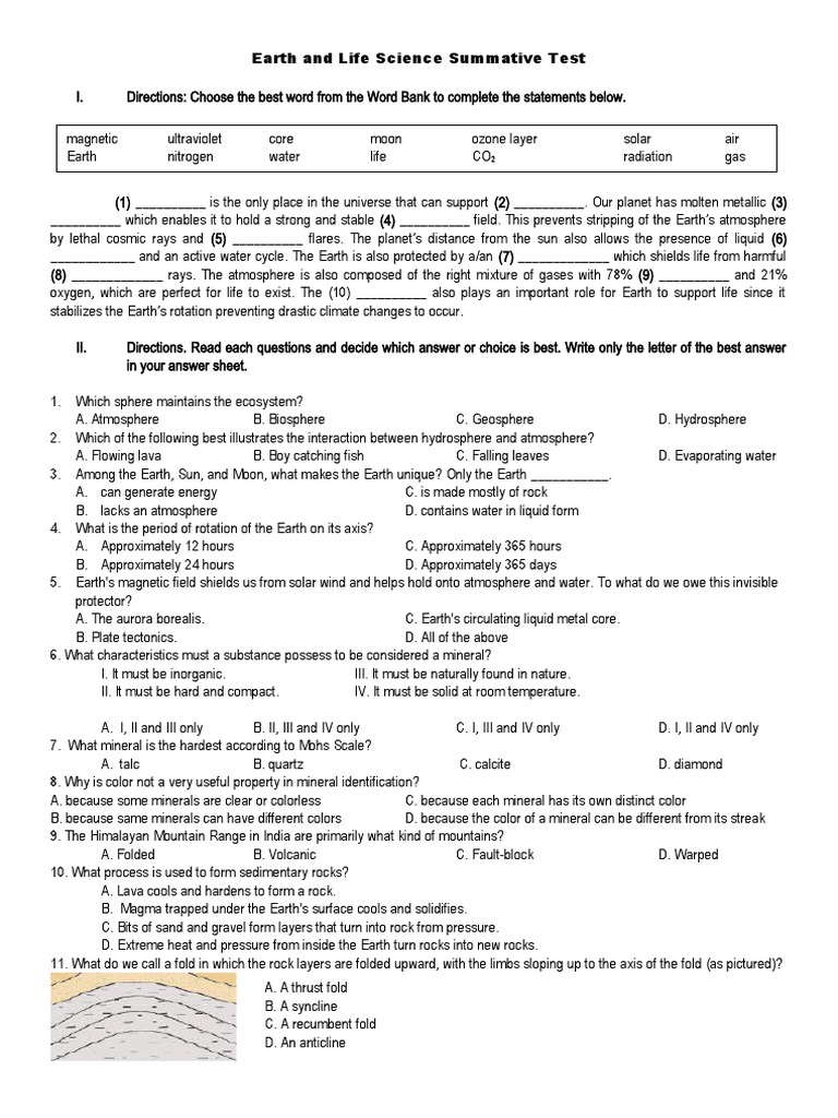 Long Test Earth and Life | PDF