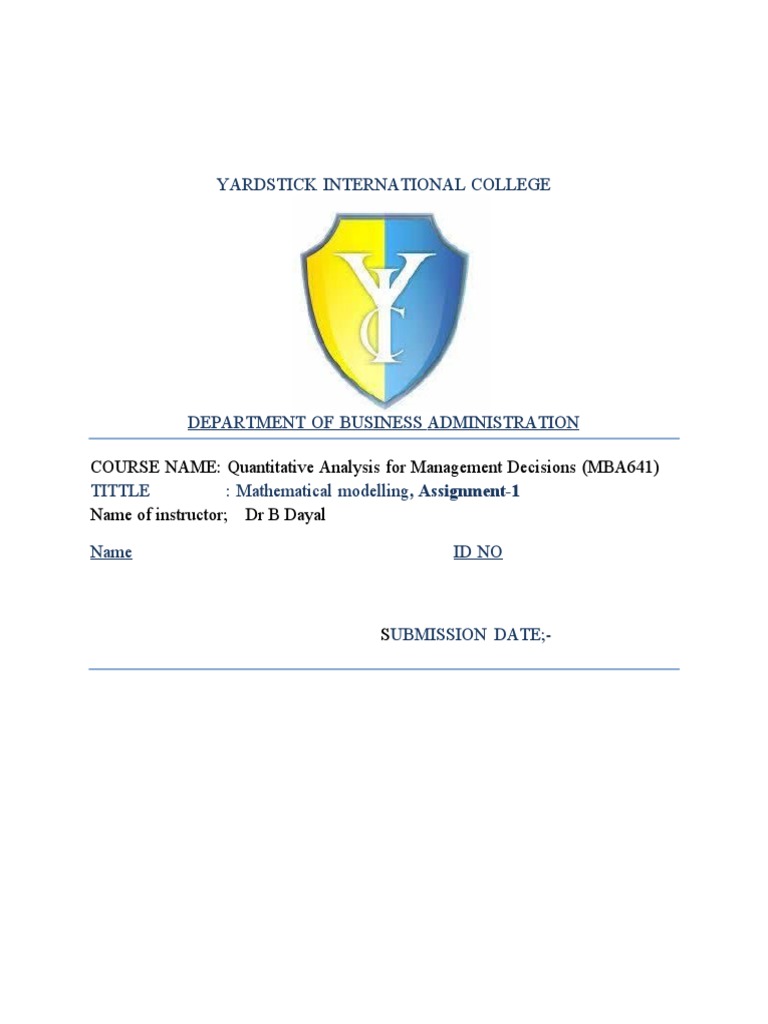 Quantitative Analysis Assign 1 PDF | PDF | Decision Making | Profit (Economics)