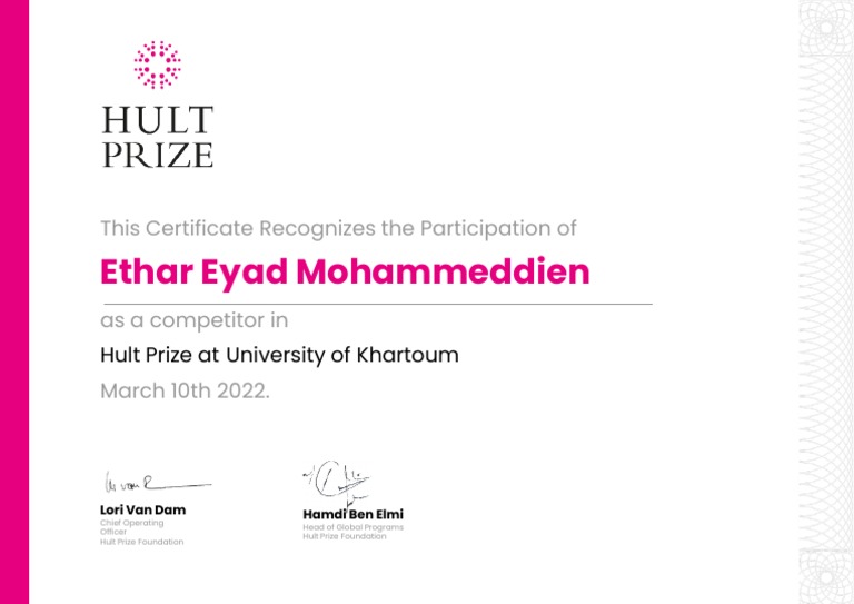 Hult Prize Participation Certificate | PDF