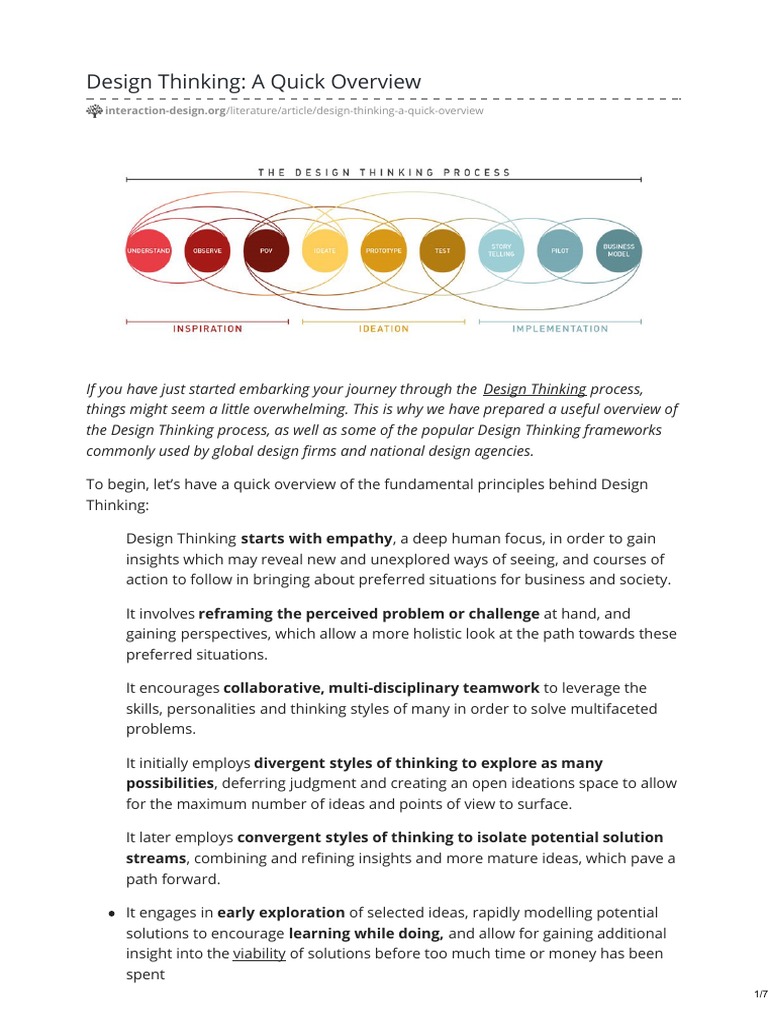 Design Thinking A Quick Overview | PDF | Design Thinking | Design