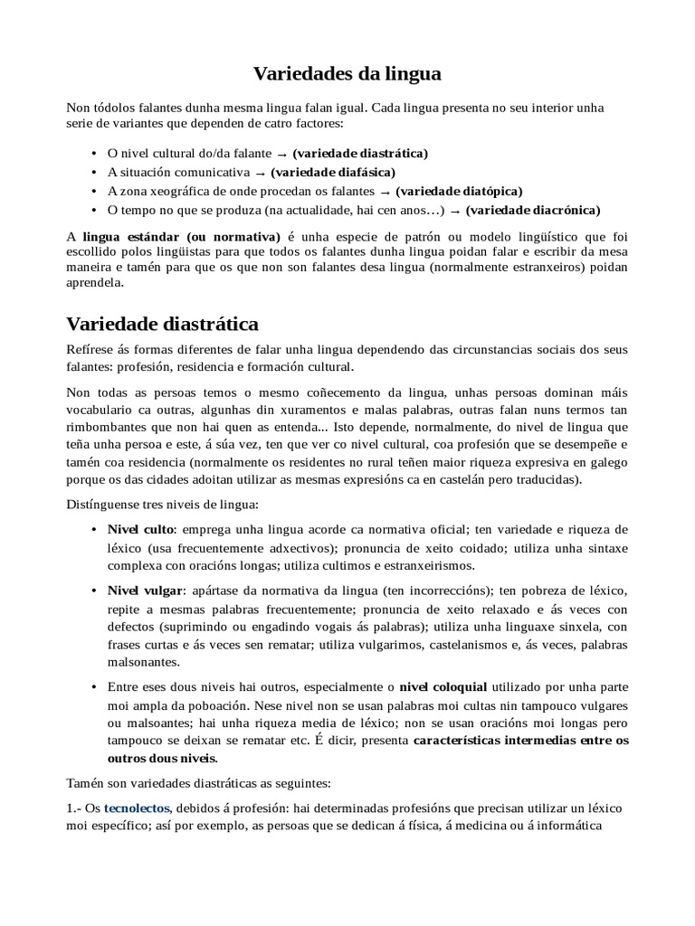 Variedades Da Lingua | PDF