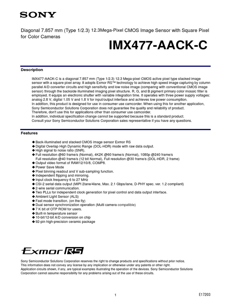 Imx477 DS | PDF | Pixel | Cmos