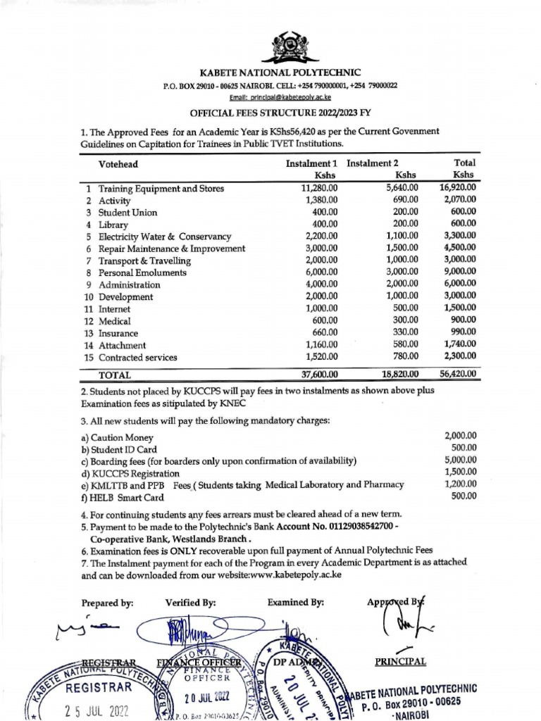 Official Fees Structure | PDF