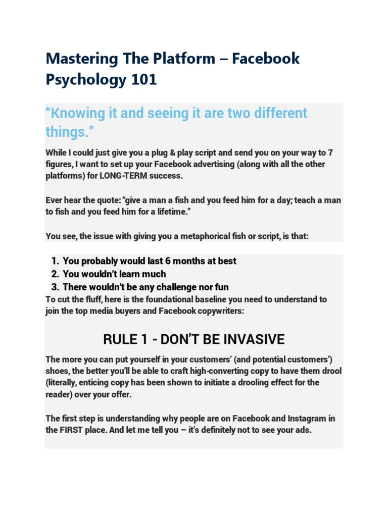 Mastering The Platform | PDF | Facebook | Psychological Concepts