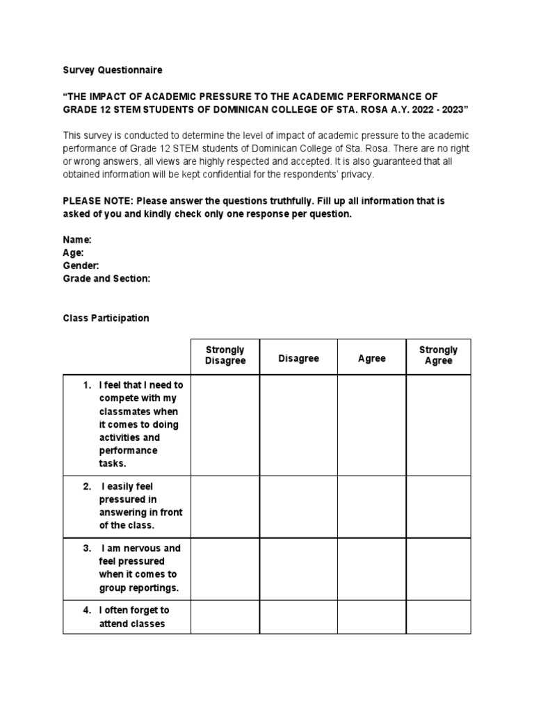 Survey Questionnaires | PDF | Teachers | Homework